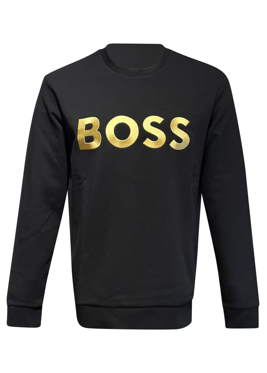 Boss - Big Boss Gold Logo Crewneck Sweatshirt - 400488 - Black Gold ...